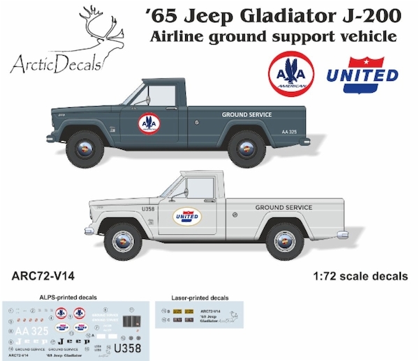 Arctic Decals ARC72-V14 '65 Jeep Gladiator J200 Airline grou