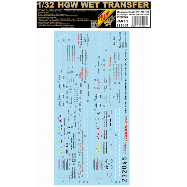 HGW Webgarten HGW232045 Wet Transfer stencils for Messerschmitt B
