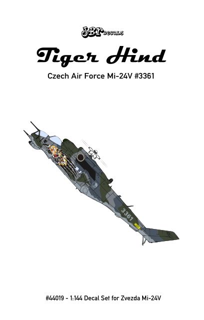 JBR Decals JBR44019 Tiger Hind (Czech AF MiL Mi24V #3361)