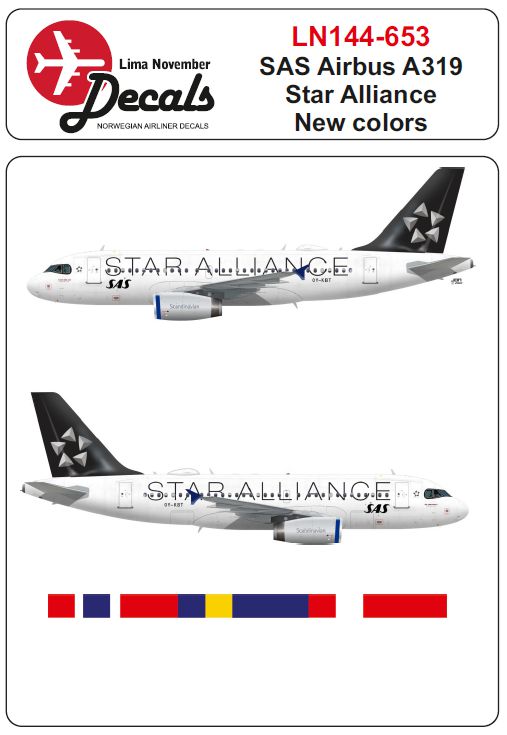 Lima November Decals LN144-653 Airbus A319 (SAS new Star Alliance