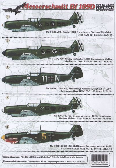 Print Scale PRS48-024 Messerschmitt BF109D