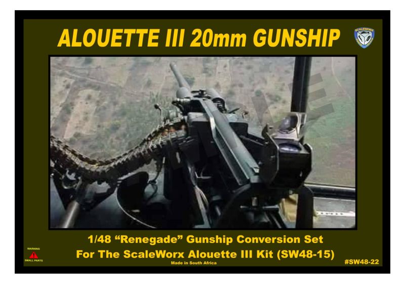 Scaleworx Resin models SW48-22 Alouette III 20mm Gunship Conversi