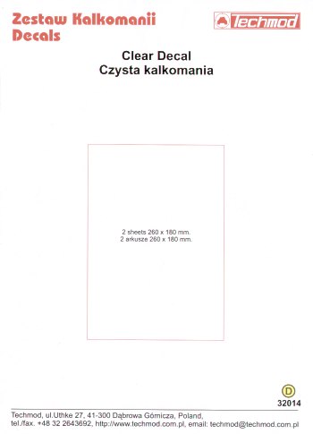 Techmod 32014 Clear Decal sheets (2) | AviationOutletstore.com