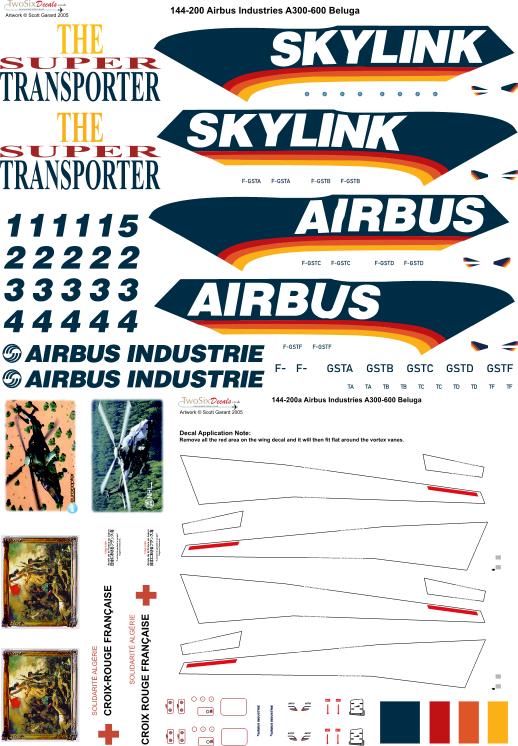 Two Six decals 144-200 Airbus A300-600ST (Airbus original livery)