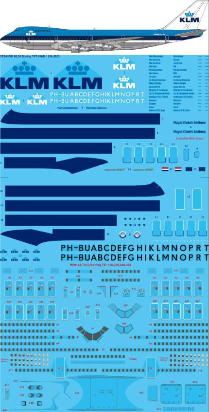 Two Six decals sts44381 Boeing 747-200 (KLM - Last scheme)